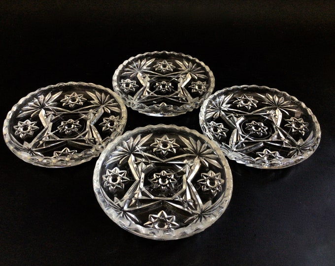 Vintage Glass Coasters, Crystal Coasters, Starburst Coasters, Cocktail ...