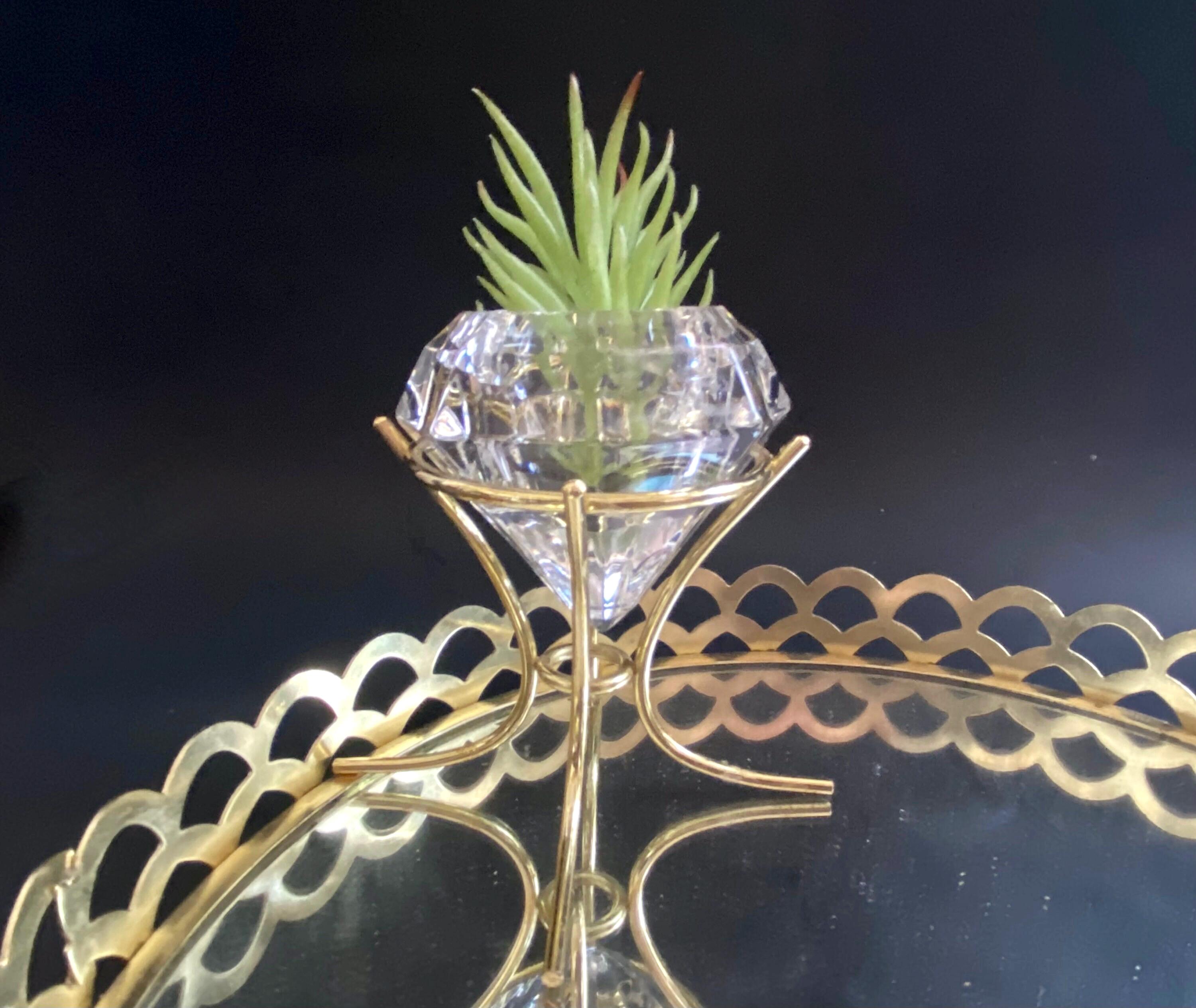 Vintage Votive Holder, Atomic Prism Ornament Holder: Mid Century Gold ...