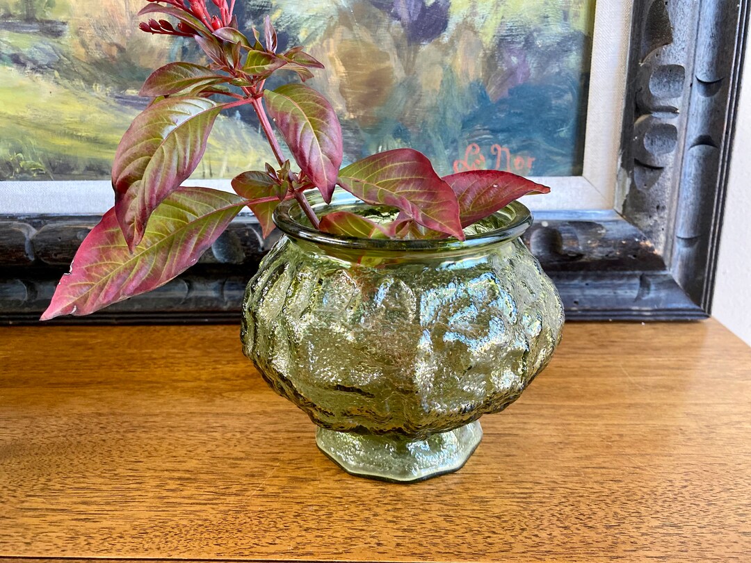 Vintage Scandinavian Modern Vase, Crinkle Glass EO Brody, Mid Century ...