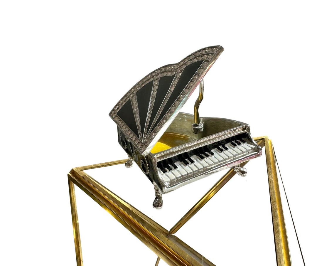 Vintage Piano Trinket Box, Enameled Hinged Box, Jewelry Box, Piano Gift ...
