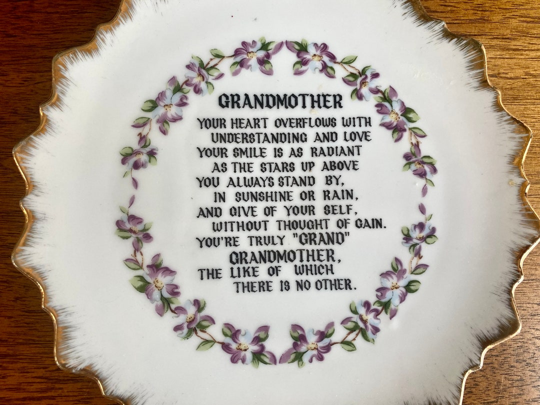 Vintage Grandma Gift, Grandmother Plate: Birth Announcement, Pink ...