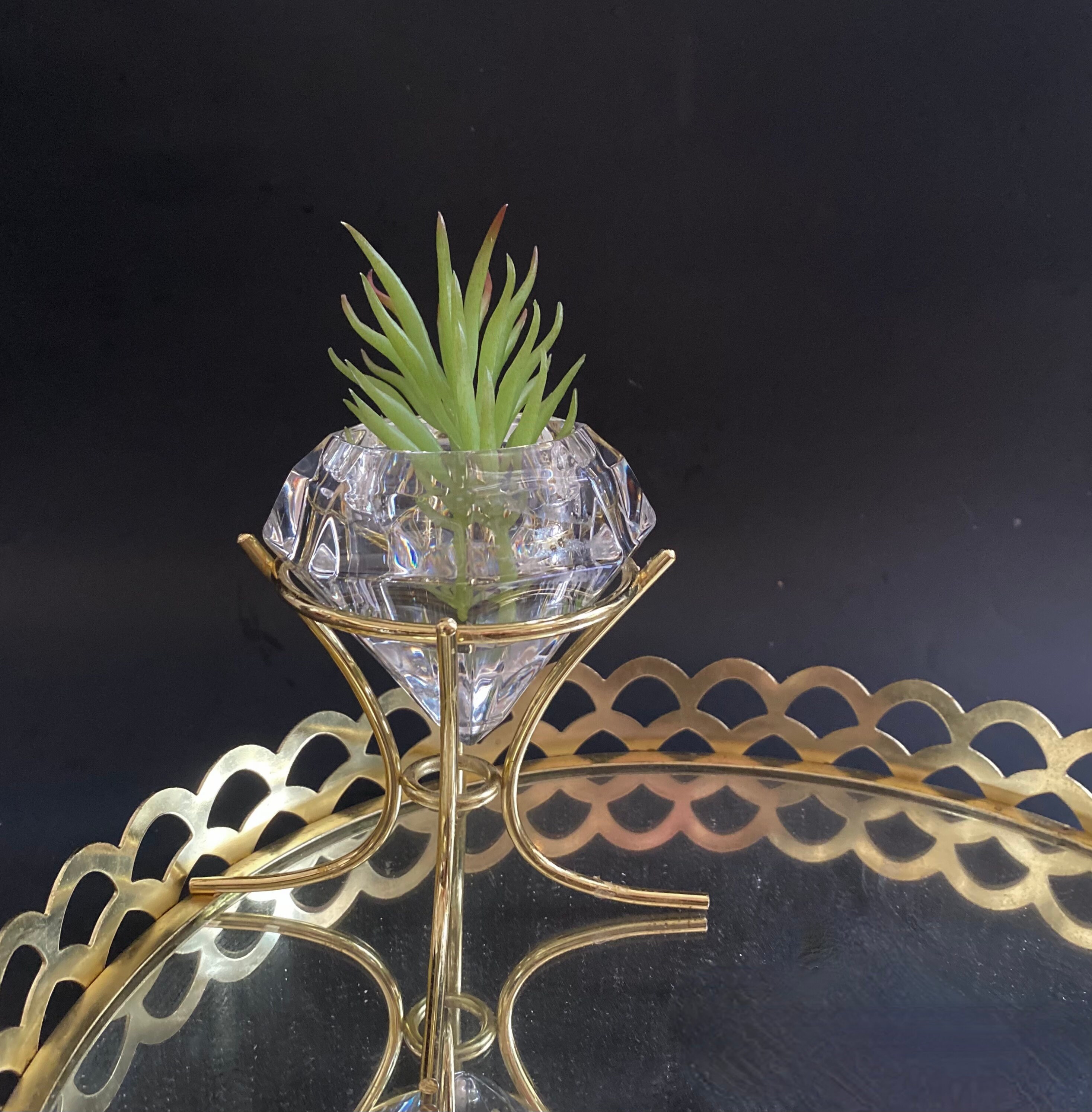 Vintage Votive Holder, Atomic Prism Ornament Holder: Mid Century Gold ...