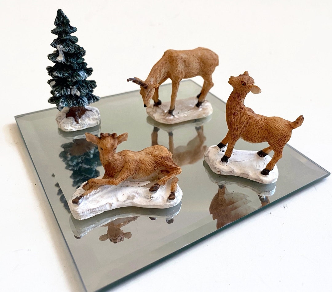 Vintage Lemax Deer and Tree Figurines, Original Packaging, 1999, Lemax ...