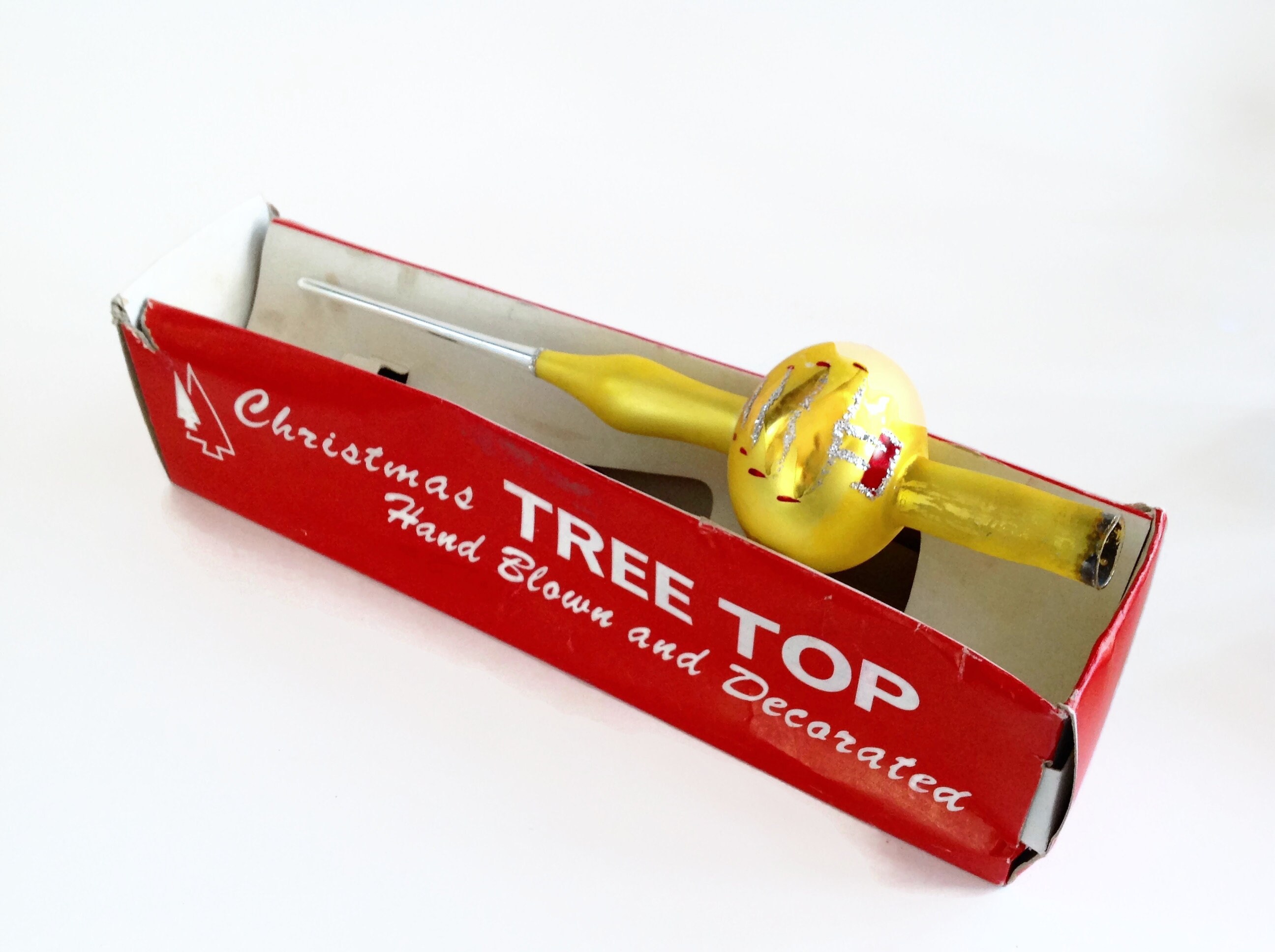 Vintage Glass Tree Topper Beautiful Yellow and Silver Retro | Etsy