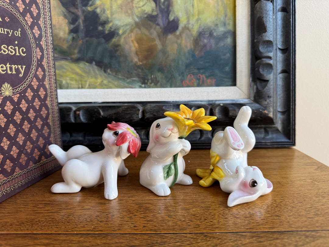 Vintage Tumbling Bunnies, Fitz and Floyd Tumbling Rabbits, Easter Decor ...