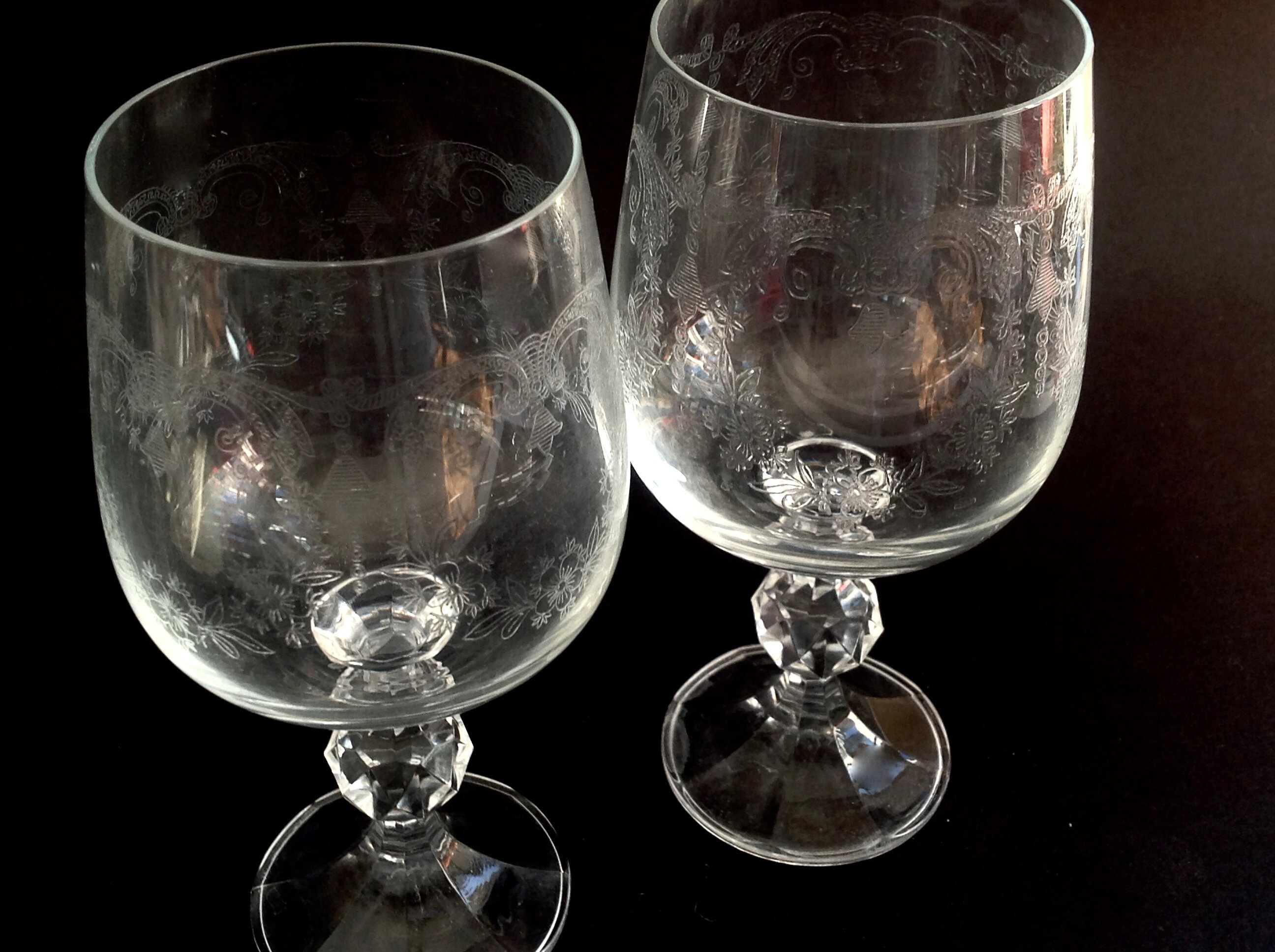Vintage Bohemia Crystal Cascade Bell Etched Crystal Glasses - Etsy