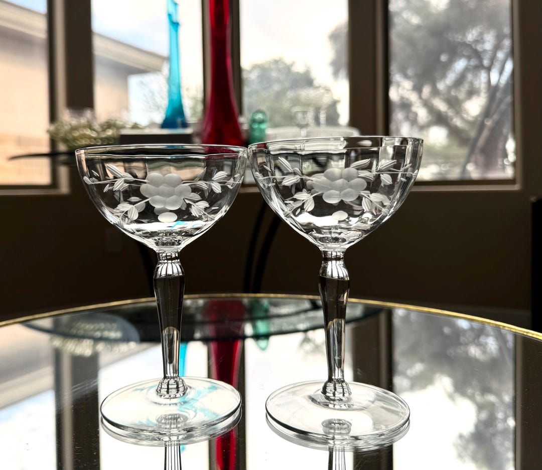 Vintage Coupe Glasses, Champagne Coupe Glasses, Etched Coupe Wine ...