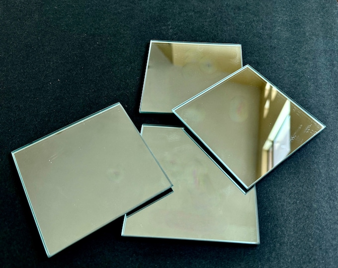 Vintage Mirror Coasters - Beveled Mirror Coasters - Wine Coasters ...