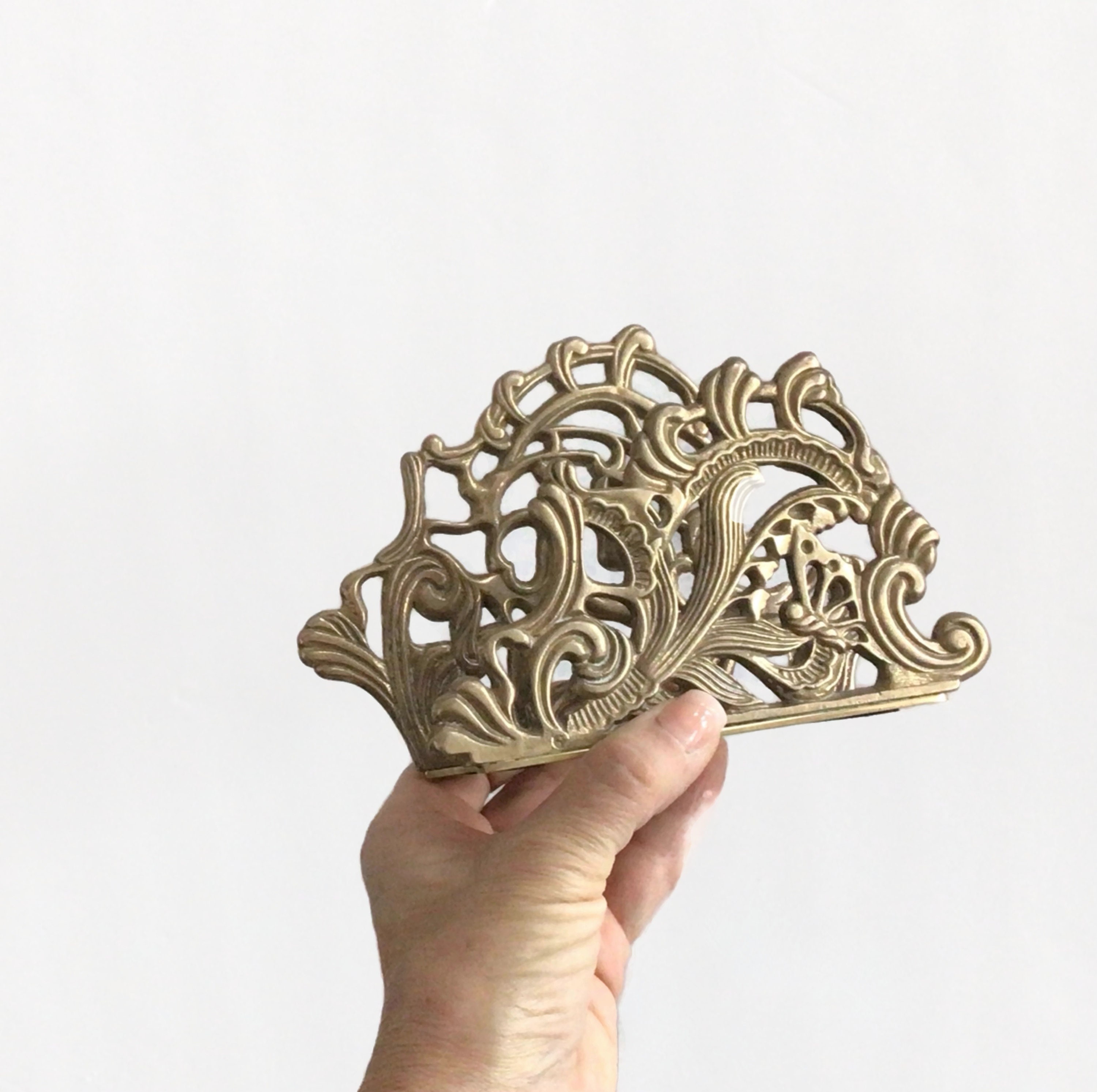 Vintage Brass Computer Stand Letter Holder Hollywood | Etsy