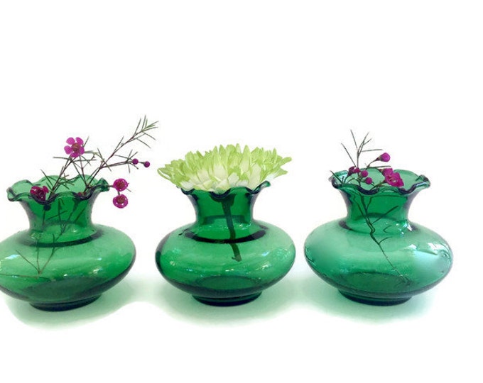 Vintage Green Vases Spring Decor Anchor Hocking Green Glass - Etsy
