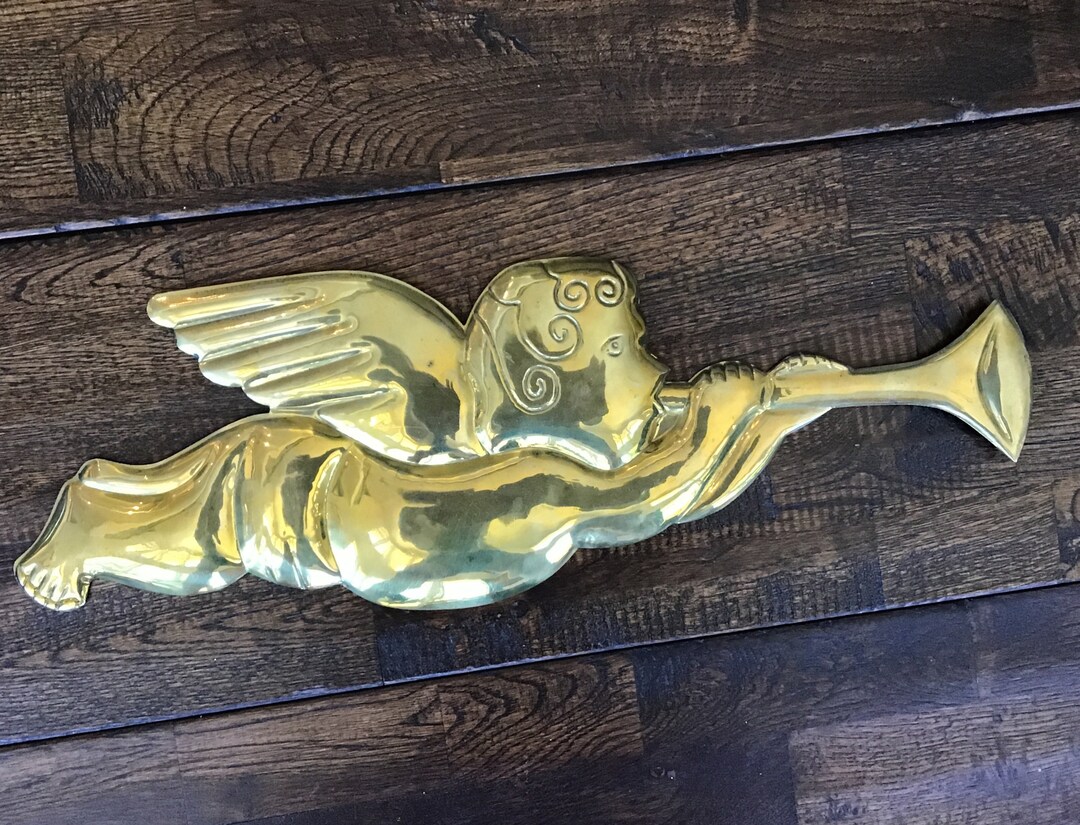 Vintage Brass Angel Wall Hanging: Hollywood Regency Christmas Decor - Etsy