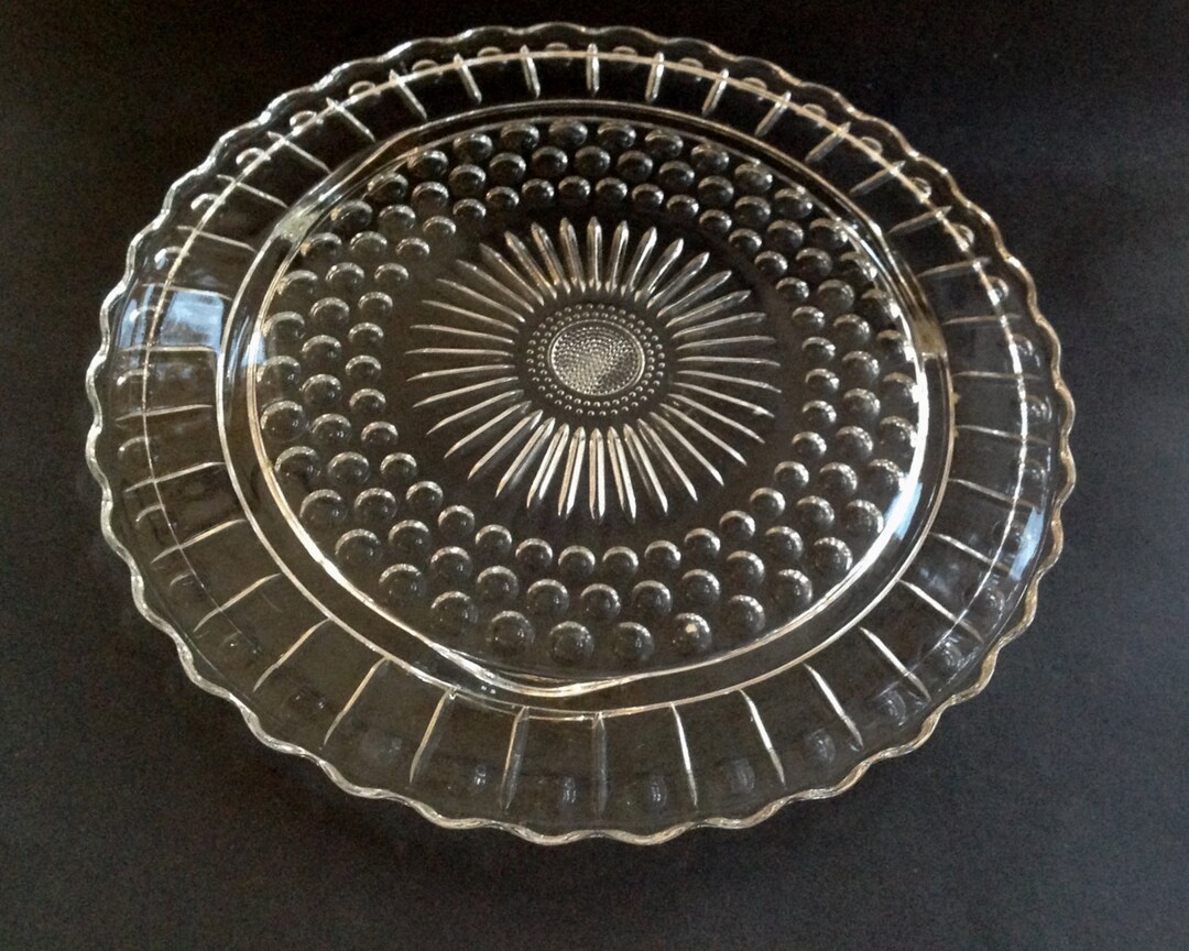 Vintage Glass Cake Plate - Fancy Cake Plate - Scrolled Cake Plate ...