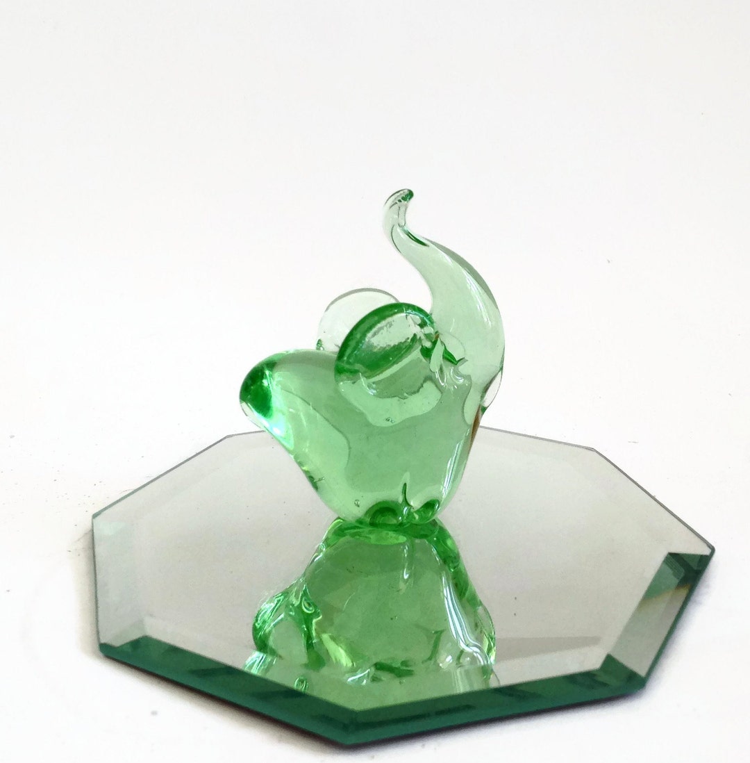 Vintage Elephant Figurine Glass Elephant Elephant Decor Good Luck Gift ...