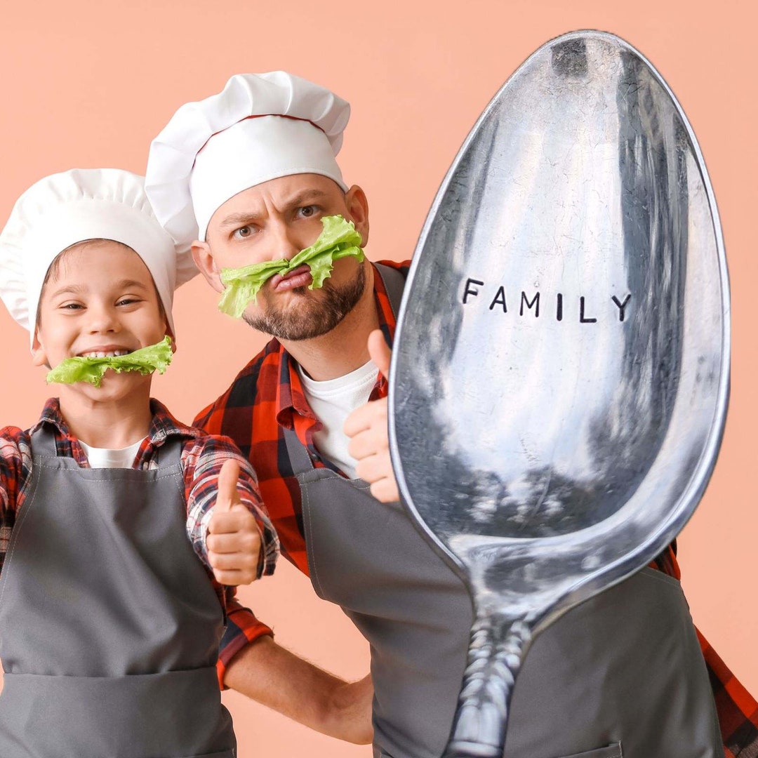 Customizable FAMILY Hand Stamped on Silverplate Serving Spoon. Holiday ...