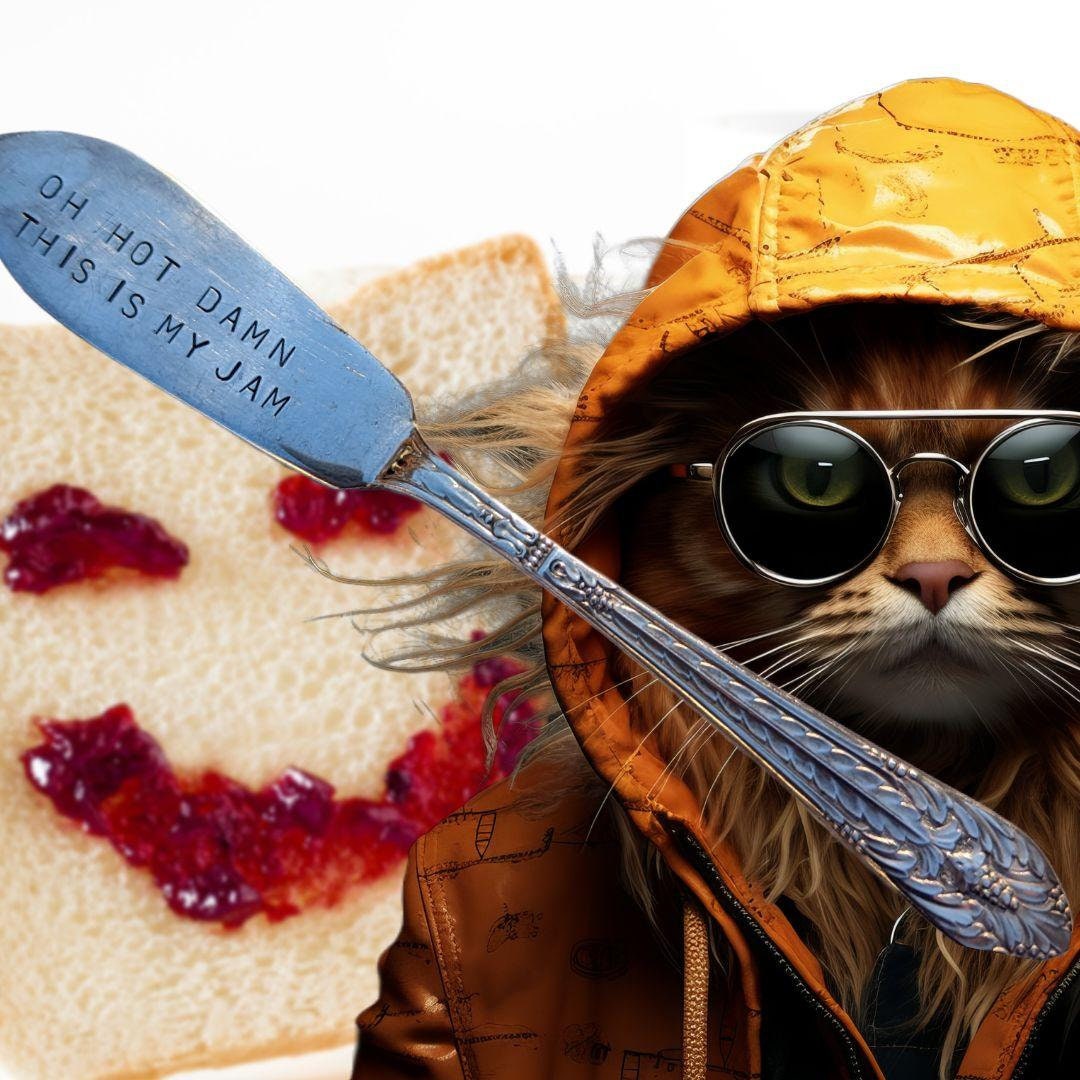 OH HOT DAMN This is My Jam Hand Stamped on Vintage Silverplate Spreader ...