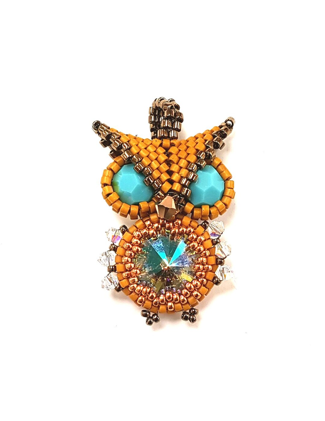 Rivoli Peyote Bezel and Warped Square Bail - Owl Pendant Beadwork ...