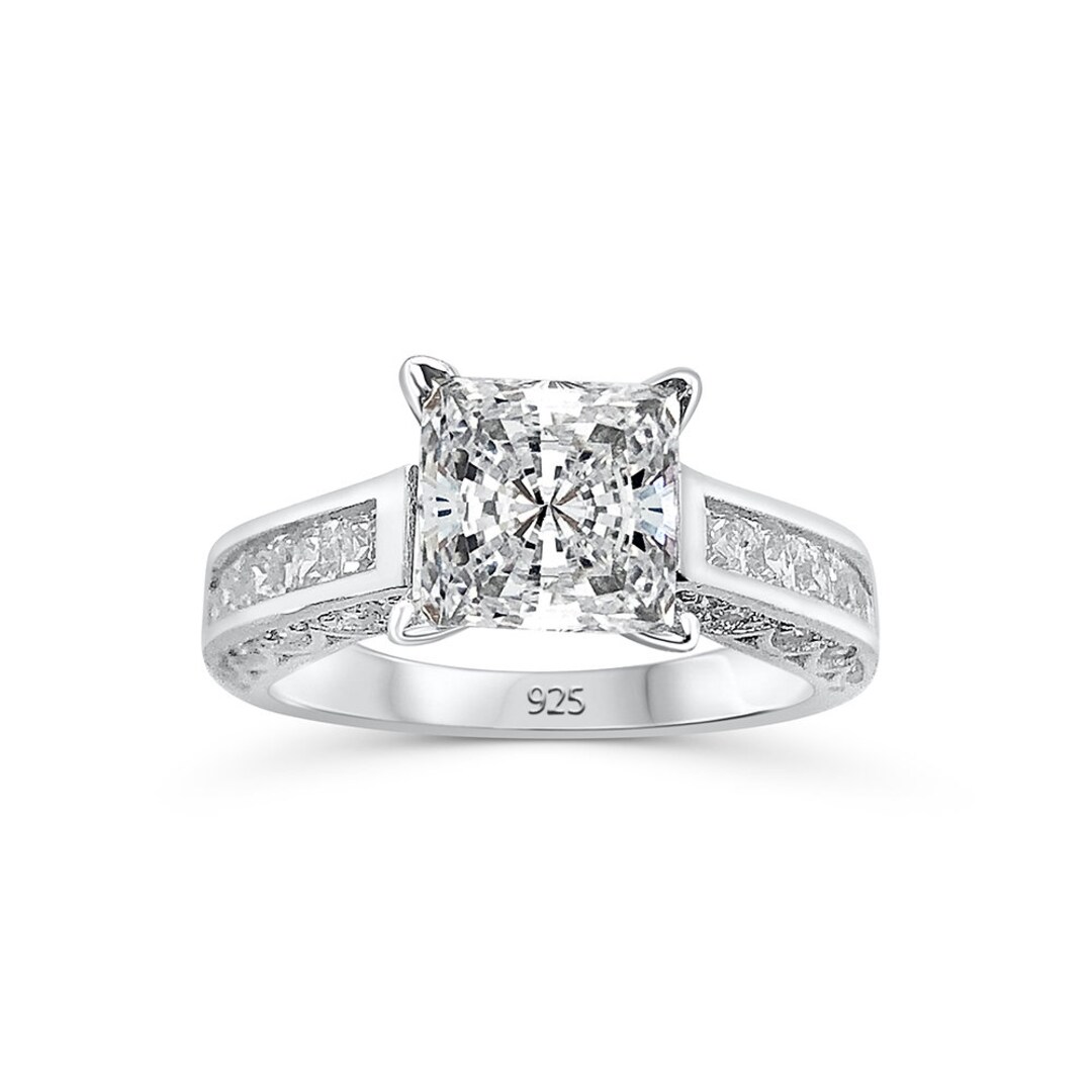 Princess Sterling Ring, Engagement Ring, Classic Sterling Silver Ring ...