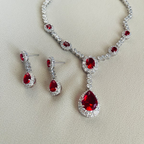 Red Necklace Set - Etsy