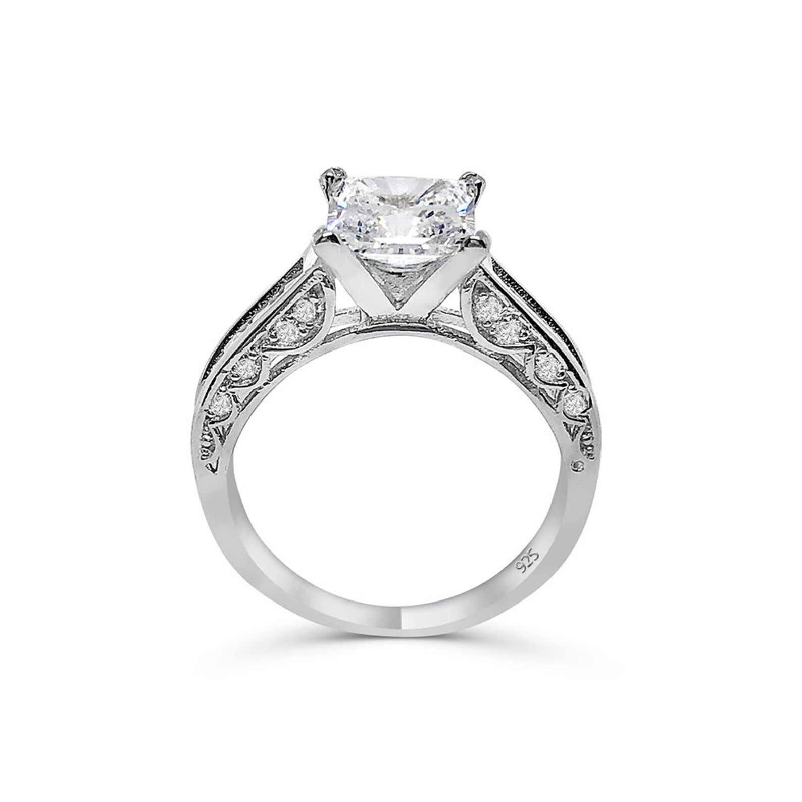 Princess Sterling Ring Engagement Ring Classic Sterling | Etsy