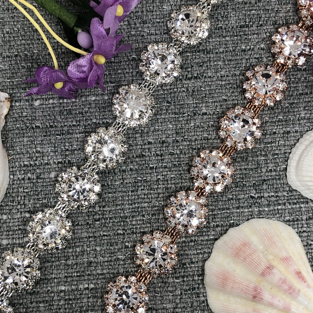 Blumenmuster Strass Gürtel Schärpen In Silber-Rose Gold, Rose Gold ...