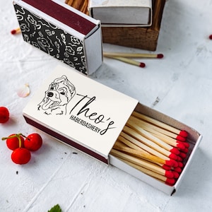 Dog Sketch Matchbox, Peronalized Pet Portrait Matches, Line Drawing Pet ...