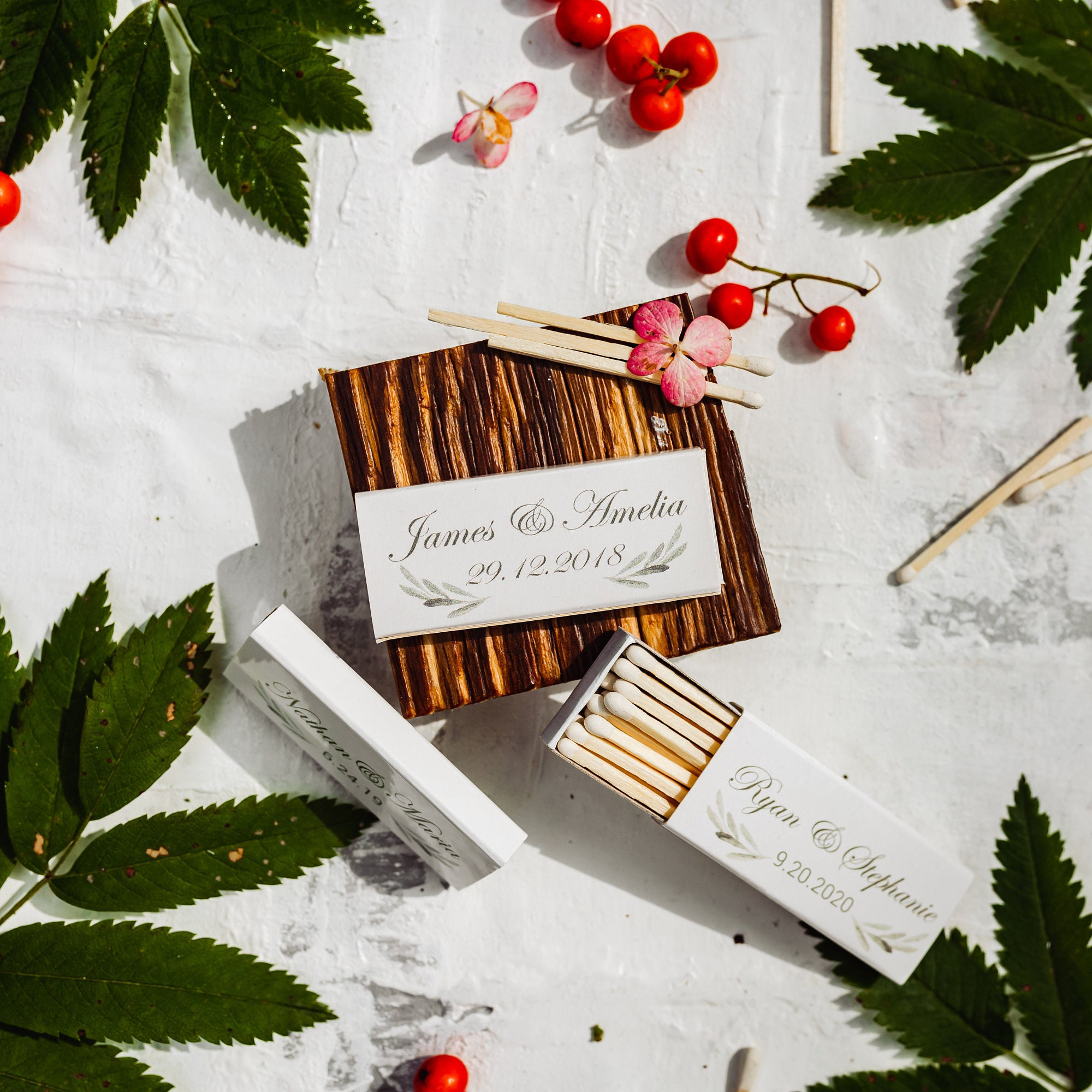 Wedding Matches Personalized Matchboxes Floral Handwritten - Etsy