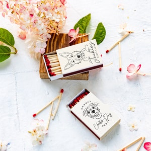 Dog Sketch Matchbox, Peronalized Pet Portrait Matches, Line Drawing Pet ...