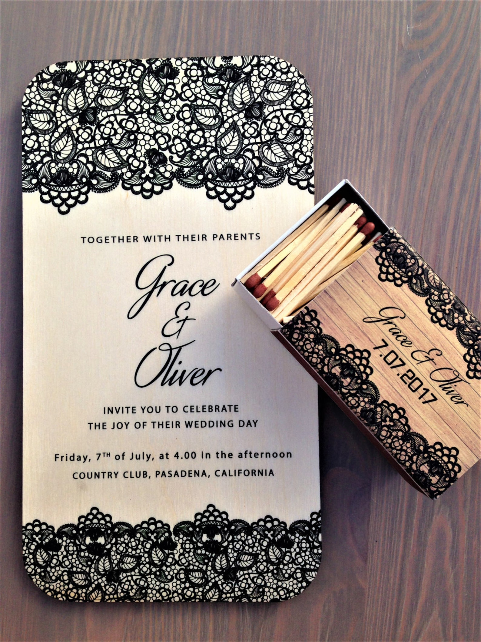 Custom Wooden Invitations * Photo Wooden Invitation * Rustic Romance ...