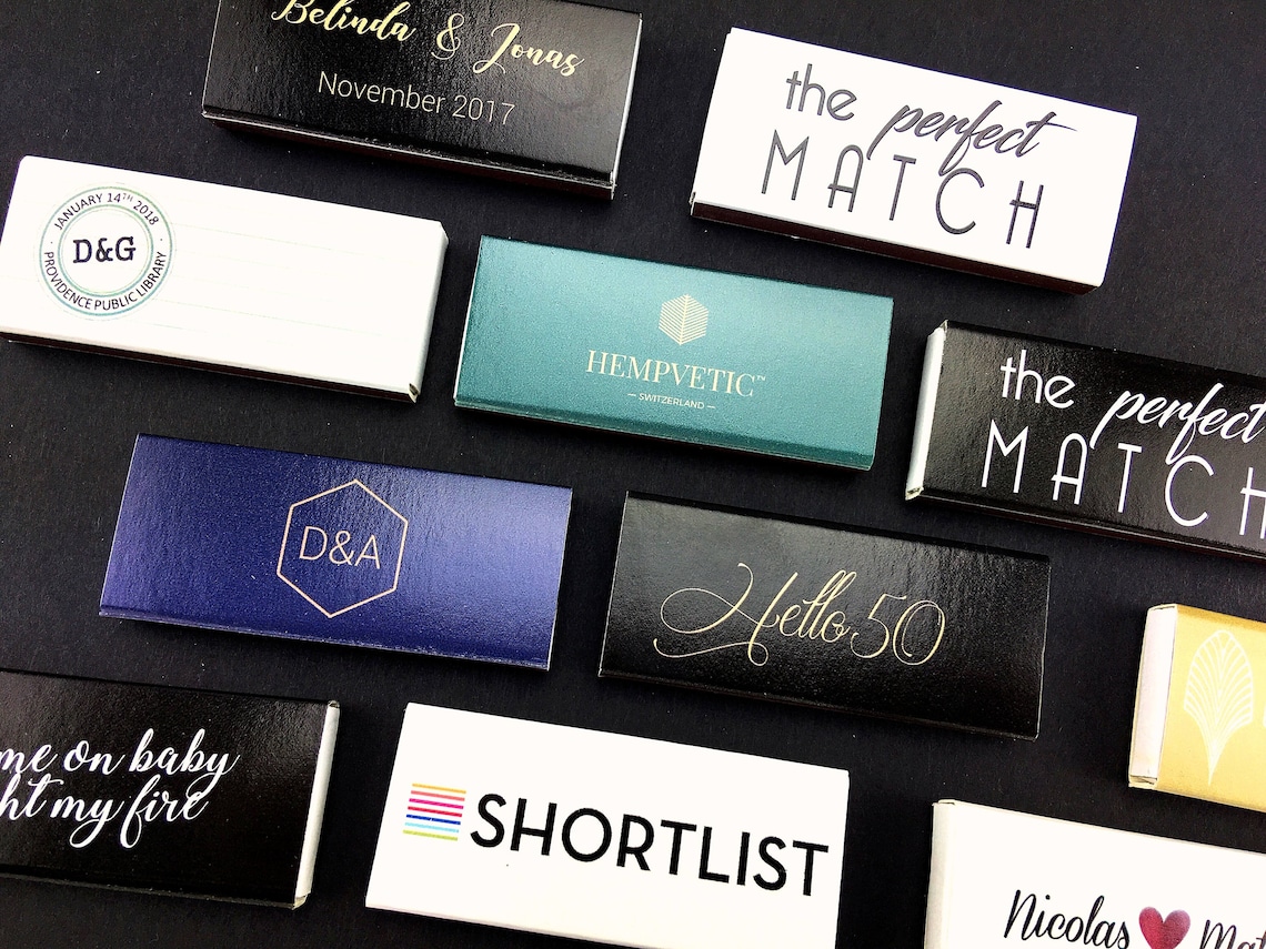 Custom Made Company Machboxes - Personalized Candle Matches - Thank You ...