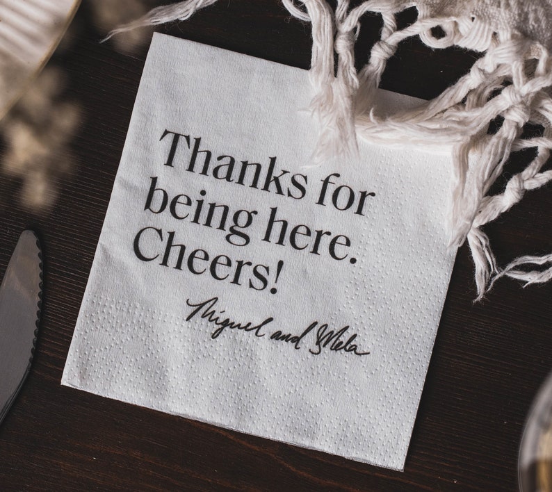 50 Personalized Napkins / Thanks for Being Here. Cheers / - Etsy