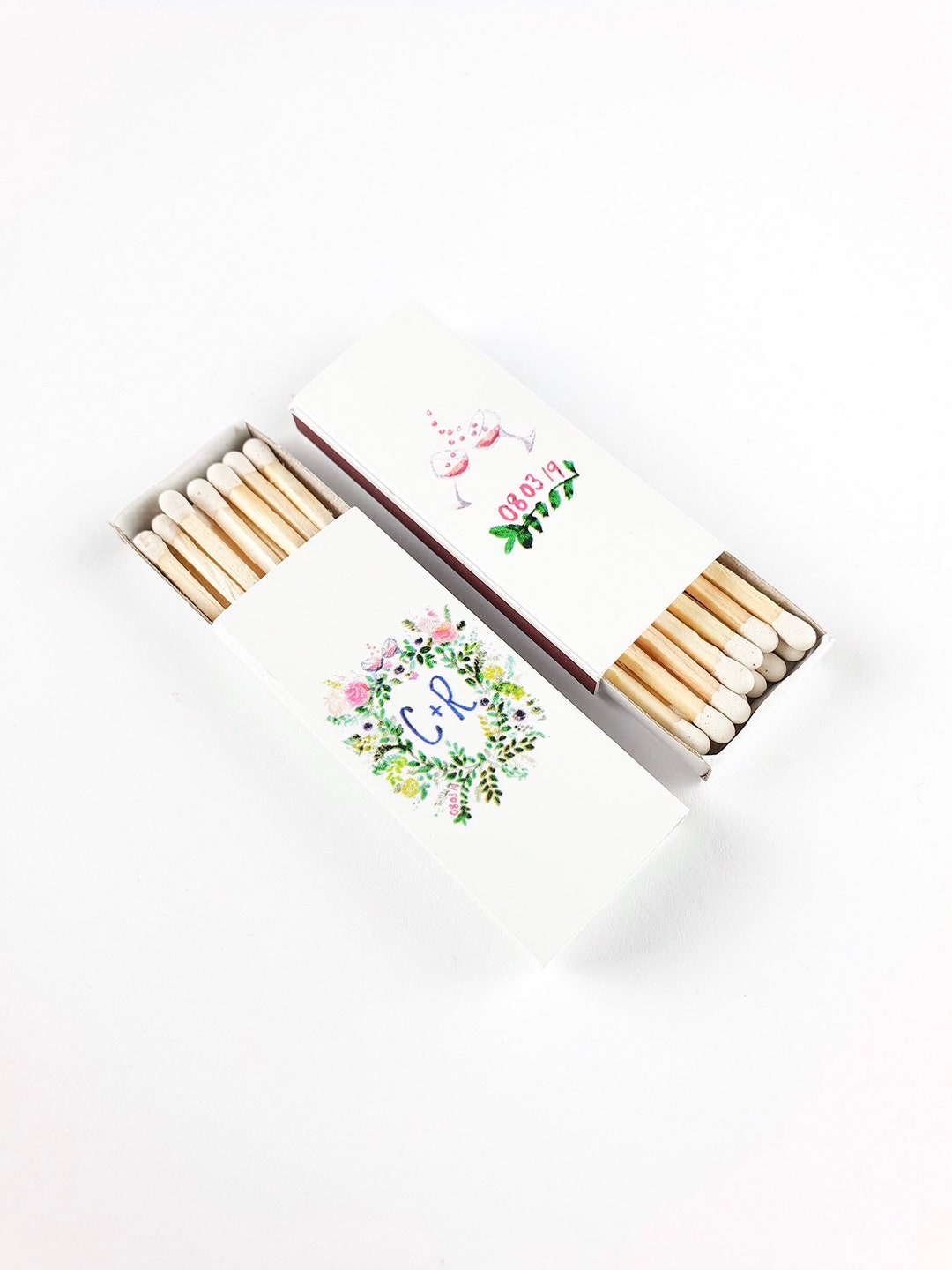 Floral Design Handwritten Matchboxes - Monogram Floral Design ...