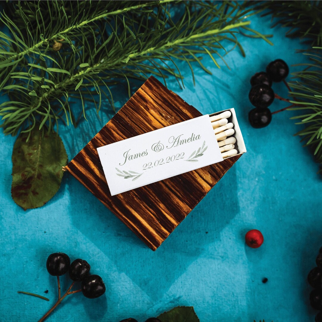 Wedding Matches Personalized Matchboxes Floral Handwritten Retro ...