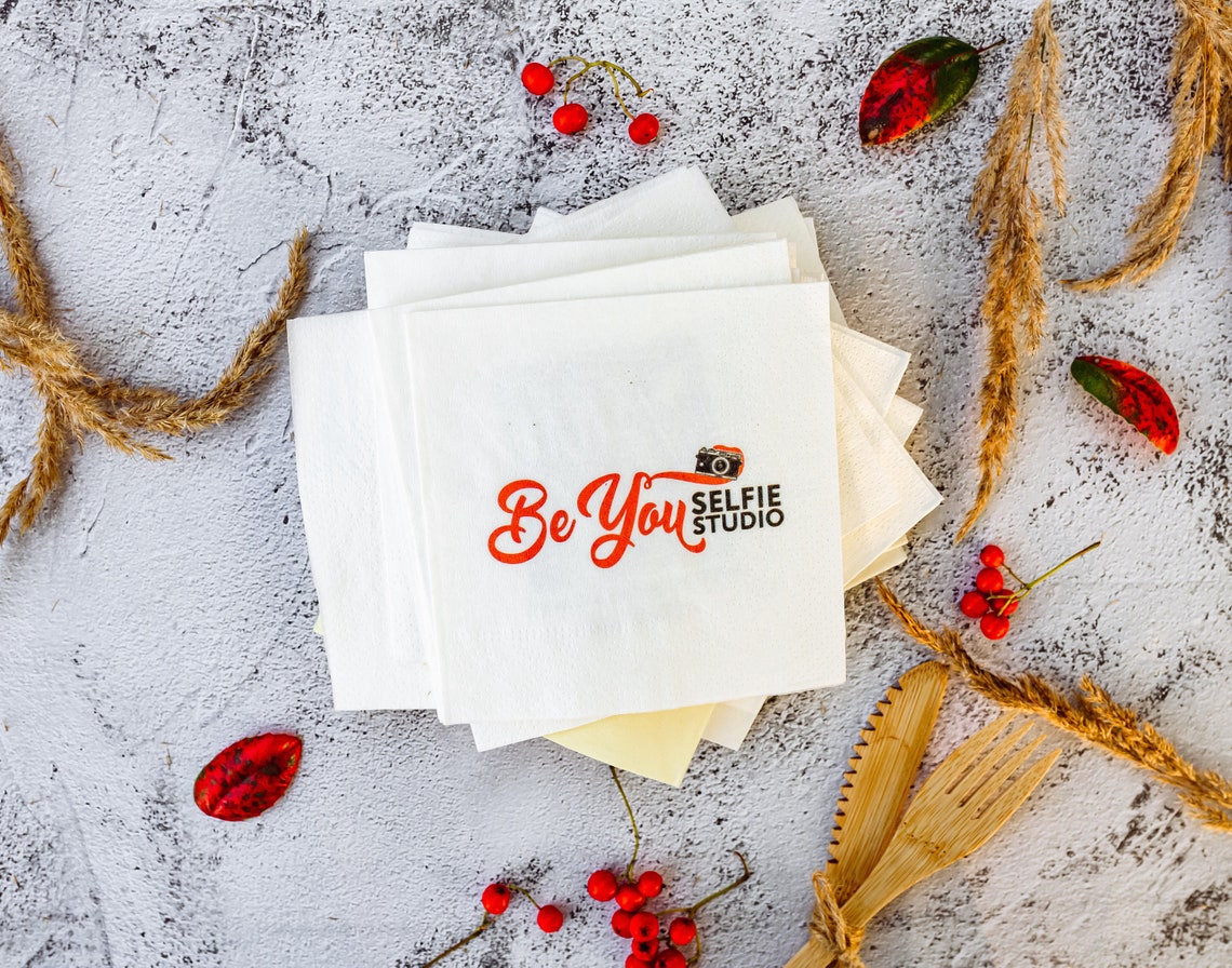 Set of 50 Personalized Colorful Logo Napkins Photo Napkins - Etsy