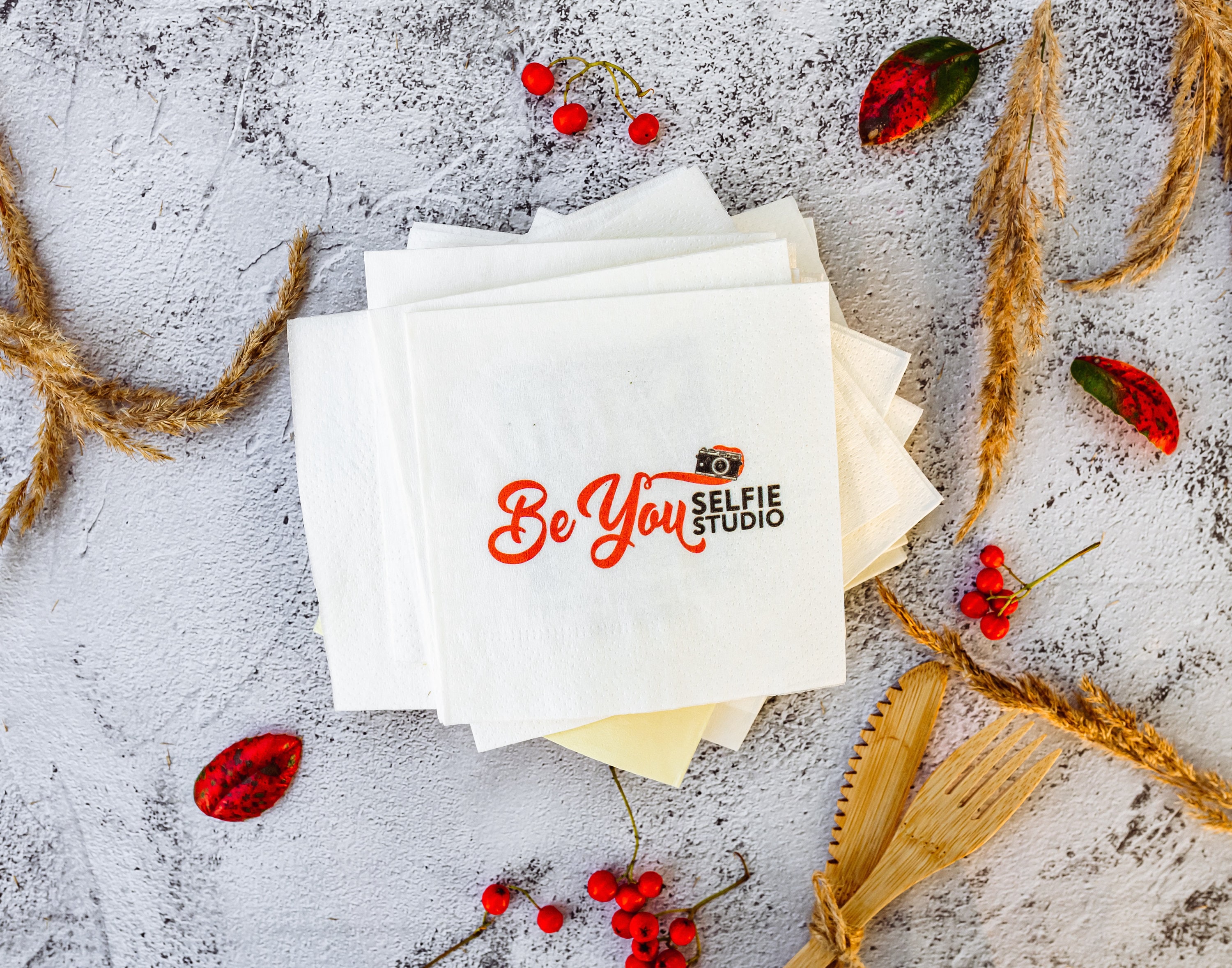 Set of 50 Personalized Colorful Logo Napkins Photo Napkins - Etsy
