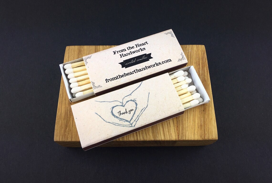 Custom Made Company Machboxes - Personalized Candle Matches - Thank You ...