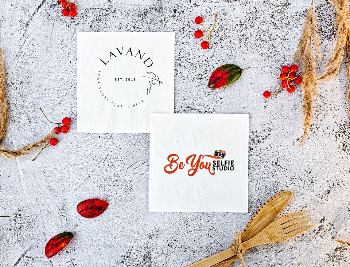 Set of 50 Personalized Colorful Logo Napkins Photo Napkins - Etsy