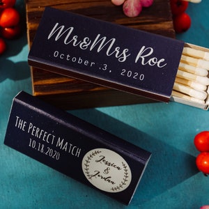 THE PERFECT MATCH Navy Blue Wedding Custom Matchboxes / Wedding Favor ...