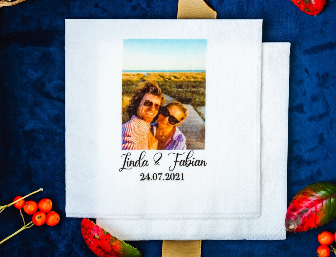50 WEDDING PHOTO Napkins With Personalisation / Couples Gifts / Custom ...