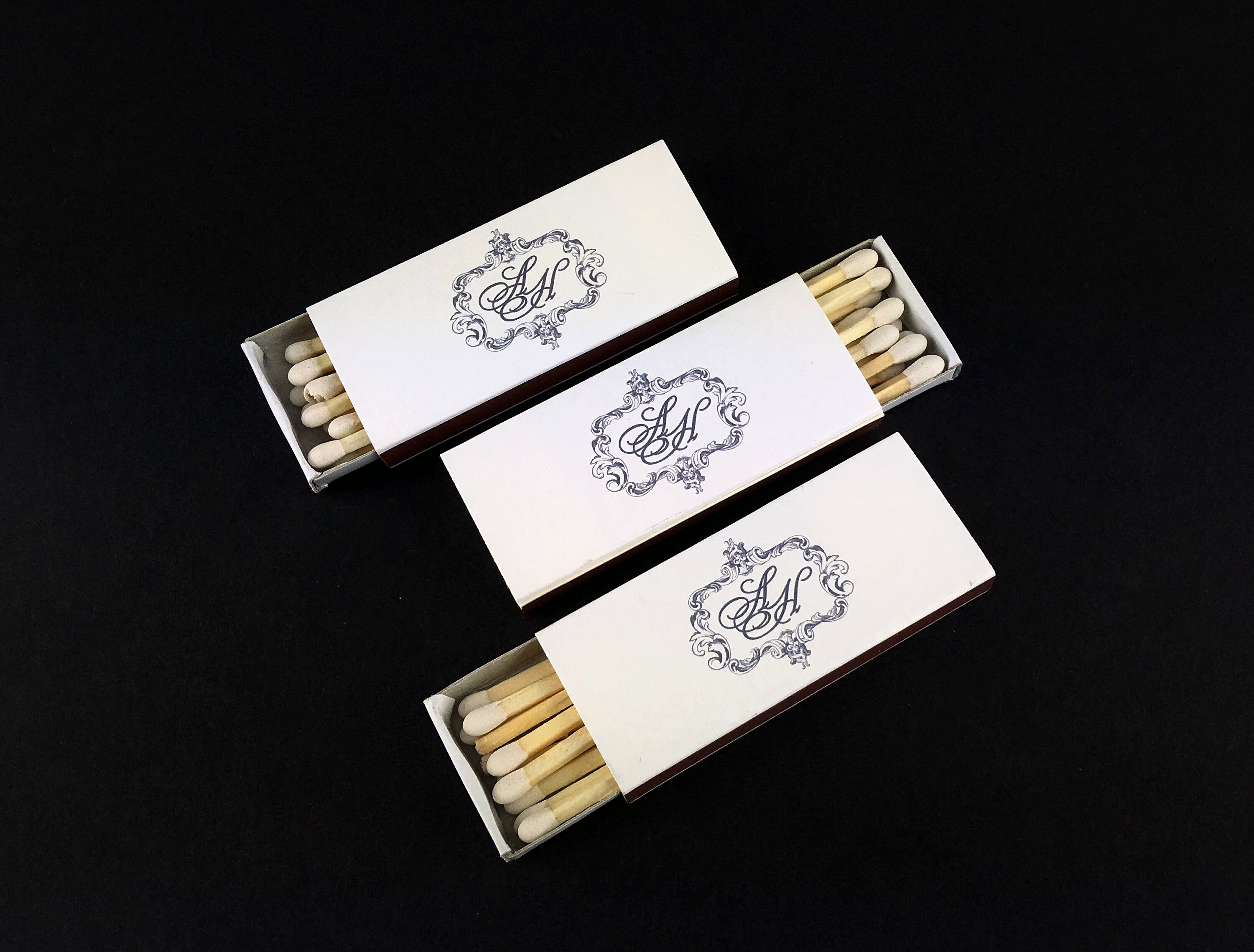 Set of Wedding Monogram Matchboxes Personalized Matches - Etsy