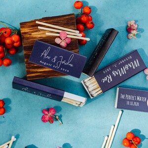 THE PERFECT MATCH Navy Blue Wedding Custom Matchboxes / Wedding Favor ...