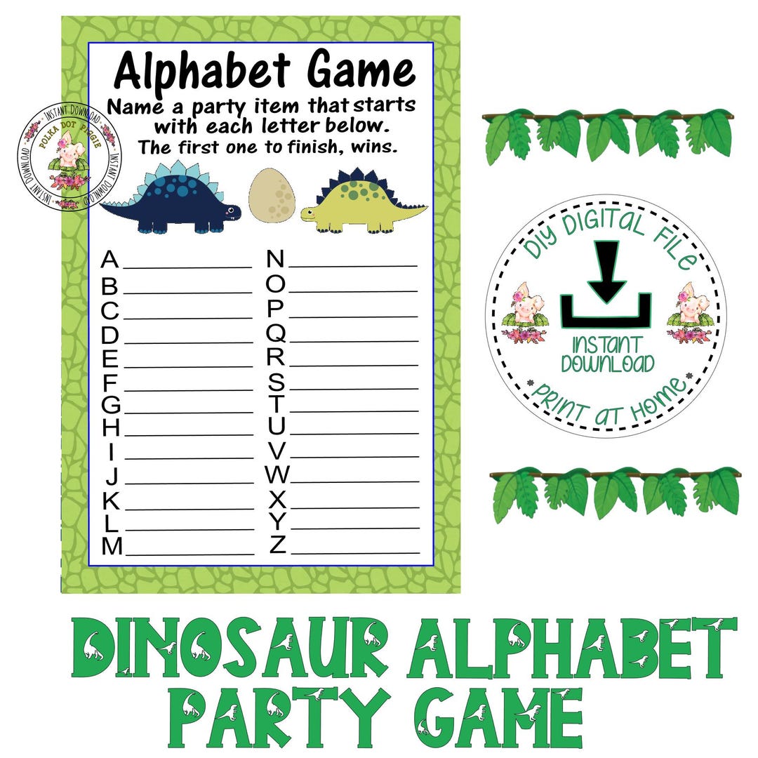 Dinosaur Alphabet Birthday Party Game Instant Digital Printable ...