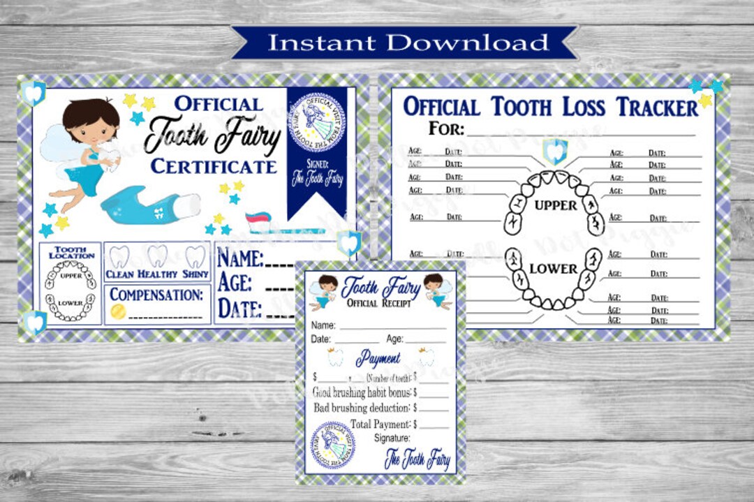 Boy Tooth Fairy Kit Includes Lost Tooth Tracker/tooth Fairy Certificate ...