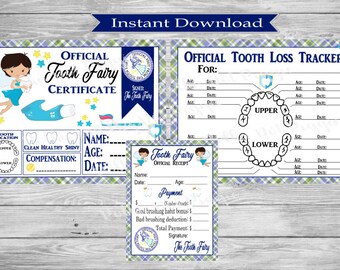 Lost Tooth Tracker Certificate Boy Tooth Fairy Instant Printable ...