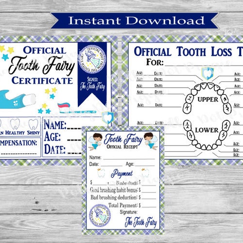 Lost Tooth Tracker Certificate Boy Tooth Fairy Instant - Etsy