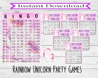 Unicorn Bingo Game Instant Download, Printable Unicorn 30 Cards ...