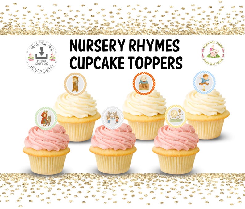 Nursery Rhymes Cupcake Toppers Girls Birthday Party Bachelorette Baby ...