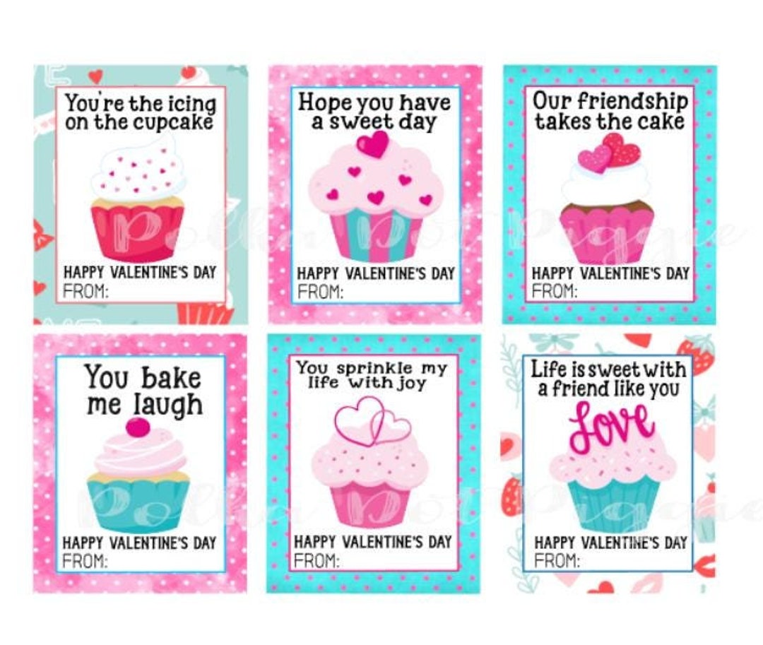 Cupcake Sweets Kid Valentine Printable Instant Download School ...