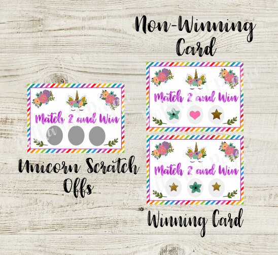 Unicorn Set of 16 Scratch off Cards Girls Birthday Party - Etsy