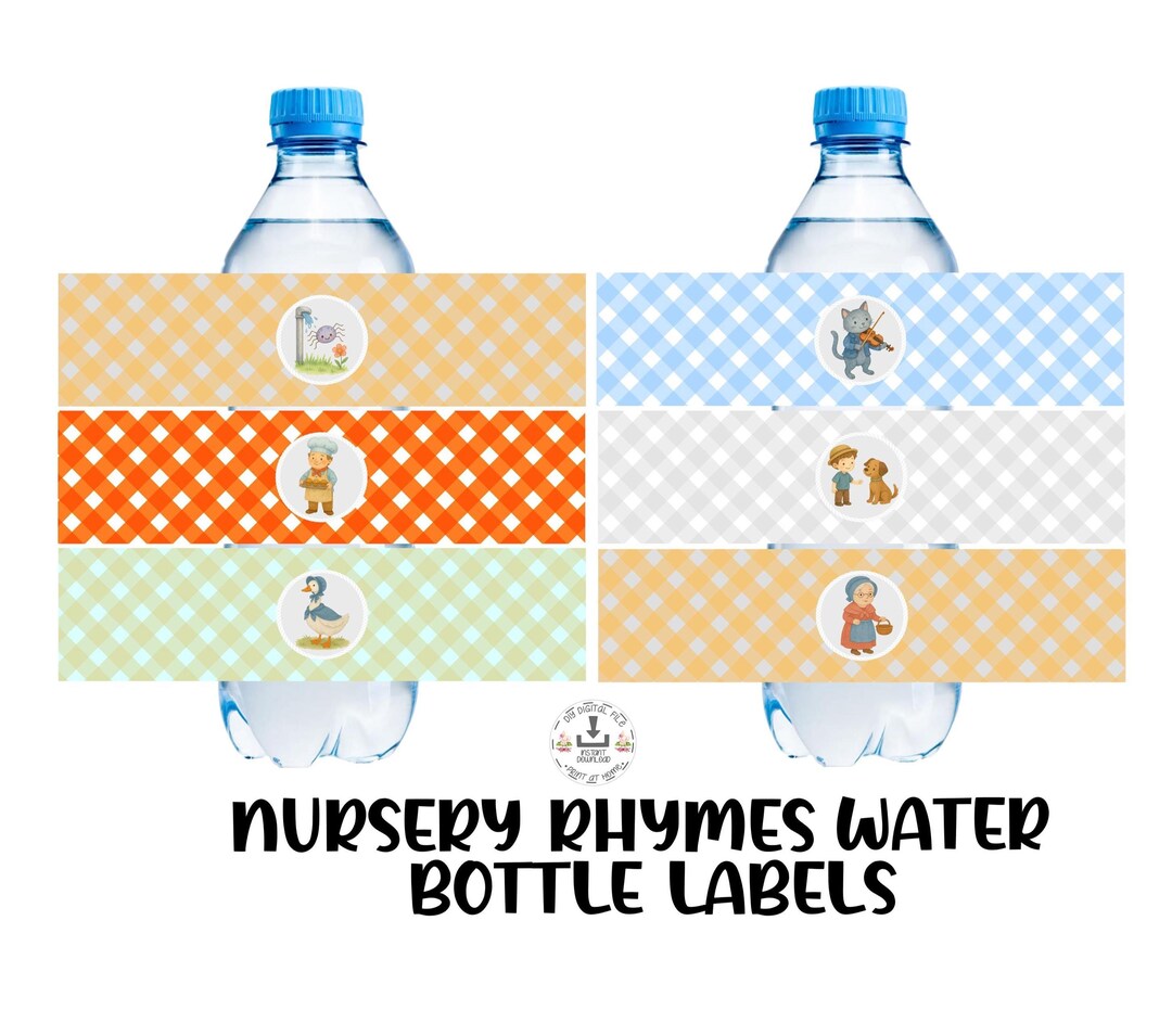 Nursery Rhymes Water Mother Goose Humpty Dumpty Bottle Labels Baby ...