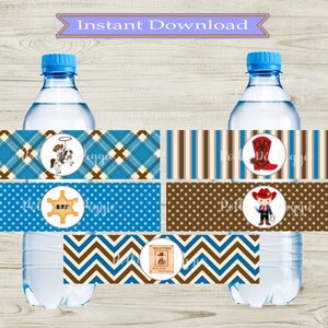 Cowboy Western Water Bottle Labels - Instant Digital Printable Download ...